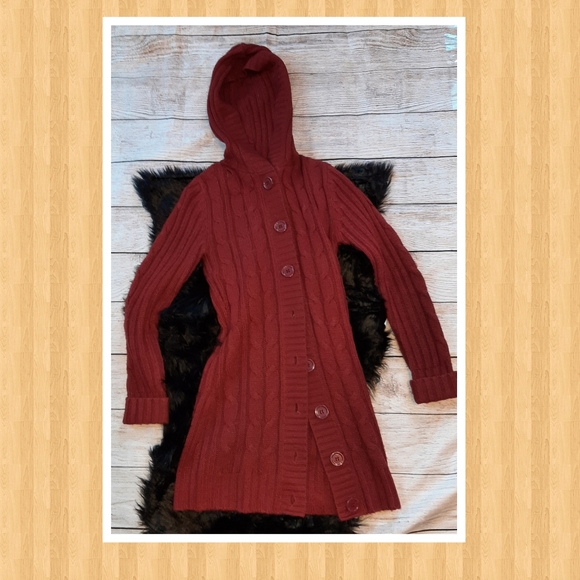 Derek Heart | Sweaters | Derek Heart Orange Hooded Button Down Sweater ...